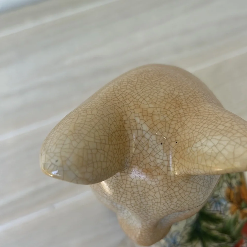 Vintage | Art | Vintage Floral Ceramic Crackle Glaze Sitting Kitty Cat ...